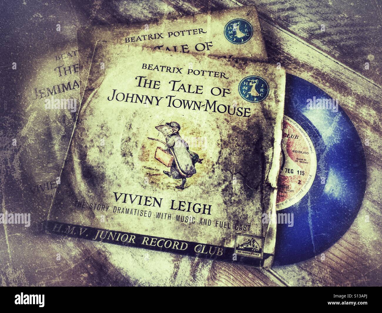 HMV Junior Record Club. Three Beatrix Potter 45rpm coloured records ...