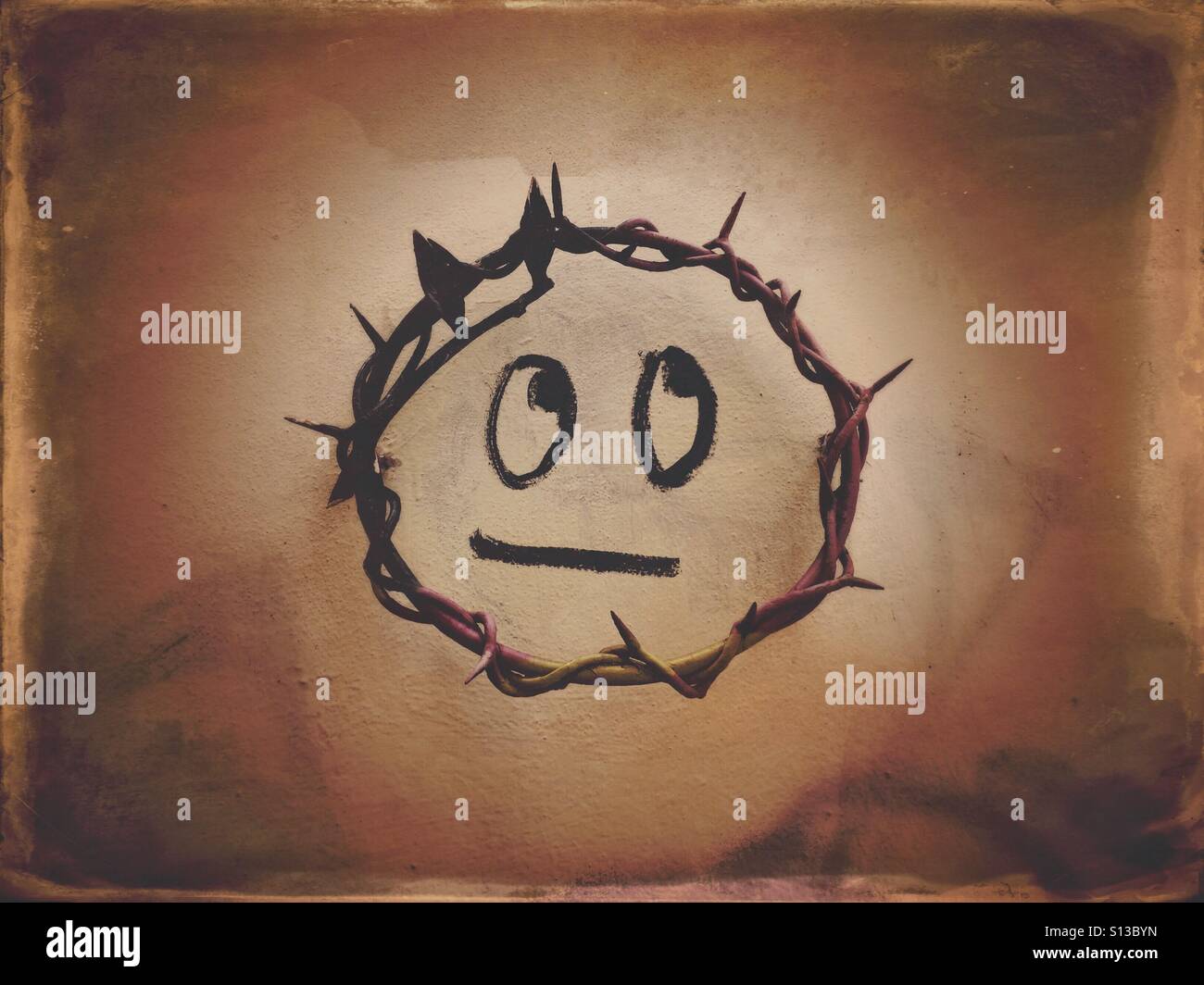 Smiley face on wall Stock Photo - Alamy