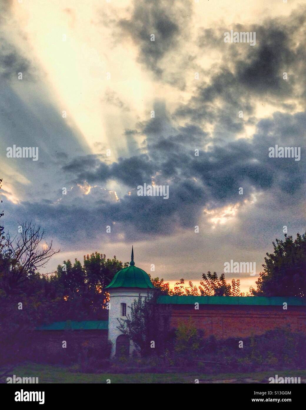 Beautiful sunset at the monastery Stock Photo - Alamy