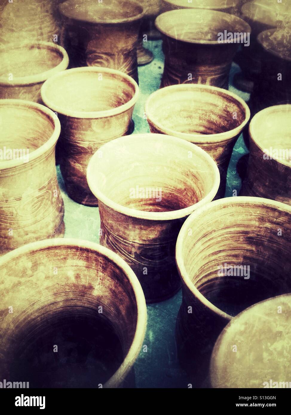 Cups made of clay Stock Photo - Alamy