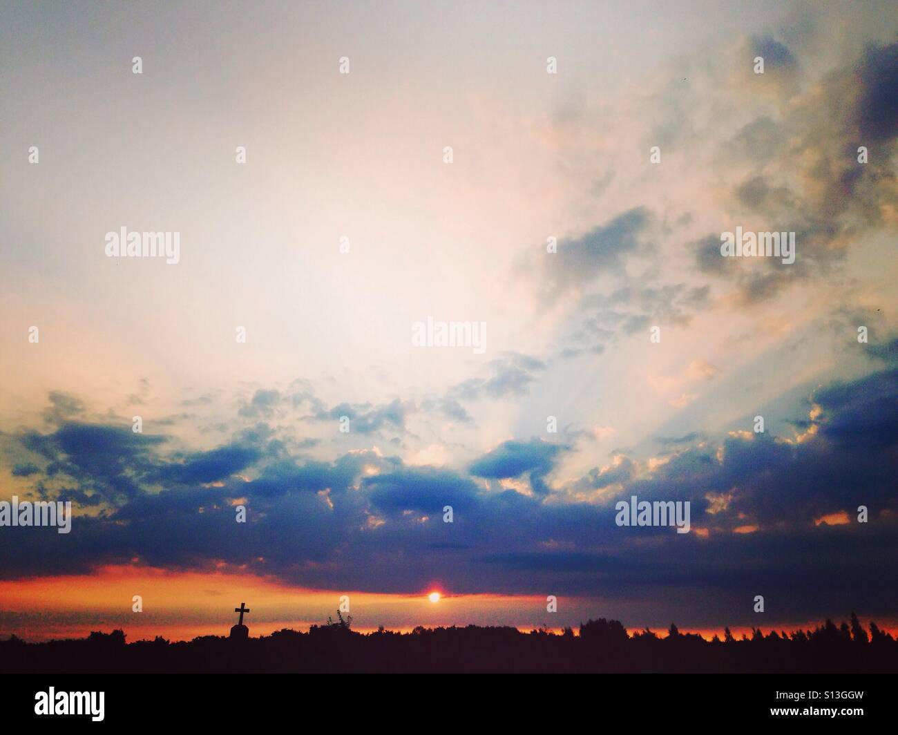 Crazy sunset at the monastery Stock Photo - Alamy