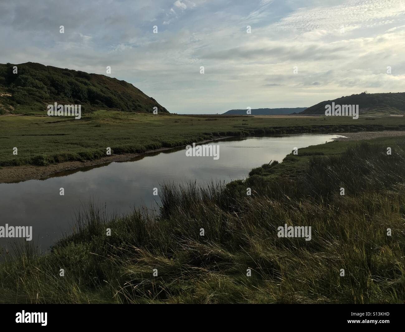Three cliffs bay Stock Photo - Alamy