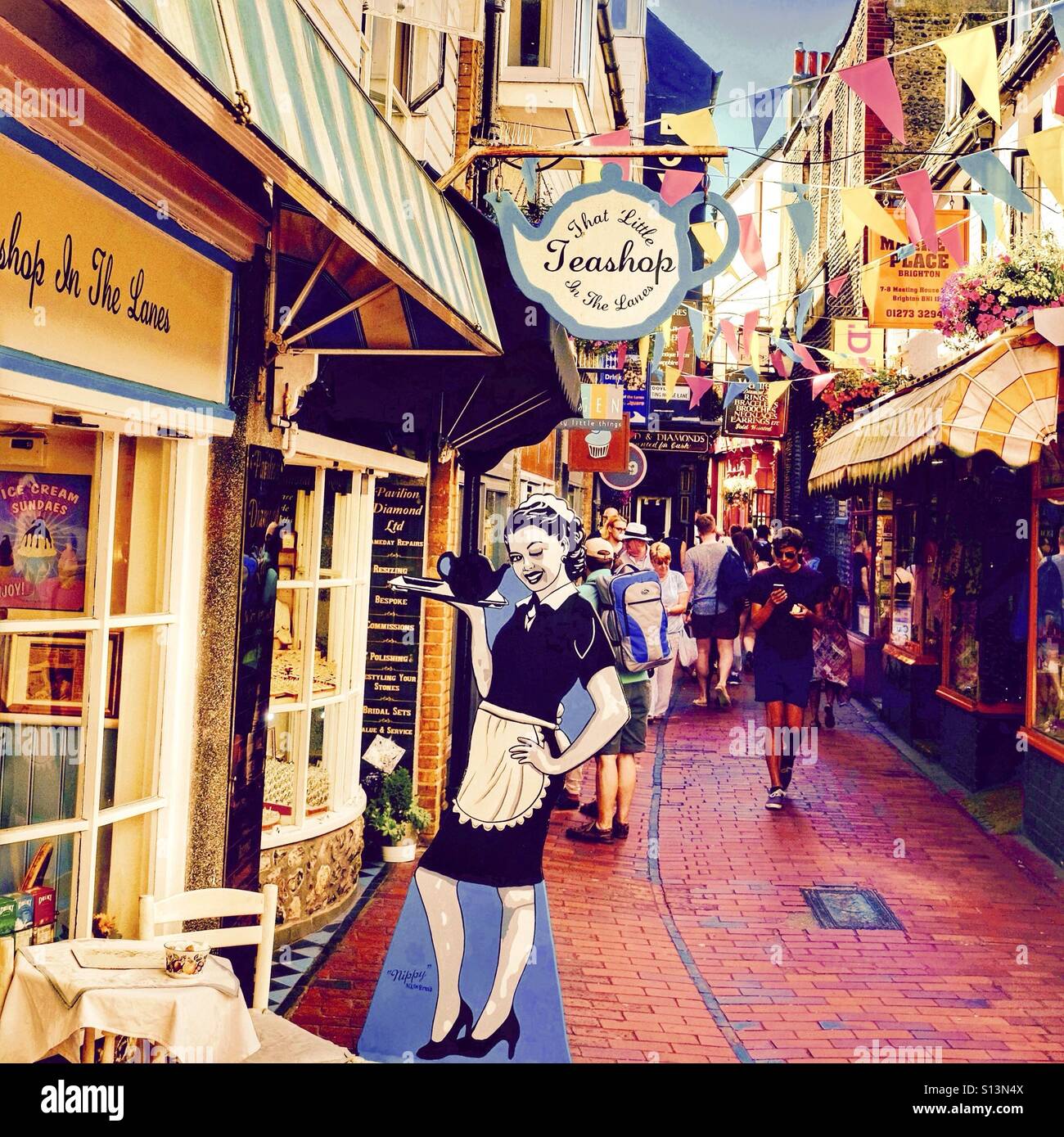 The shops and cafes of The Lanes in Brighton Sussex England UK Stock ...