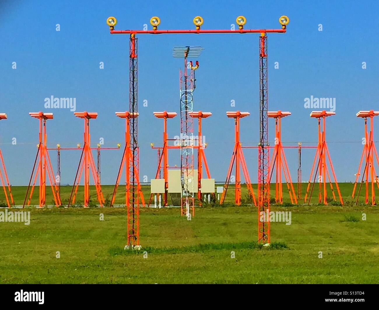 Airport runway lighting Stock Photo - Alamy