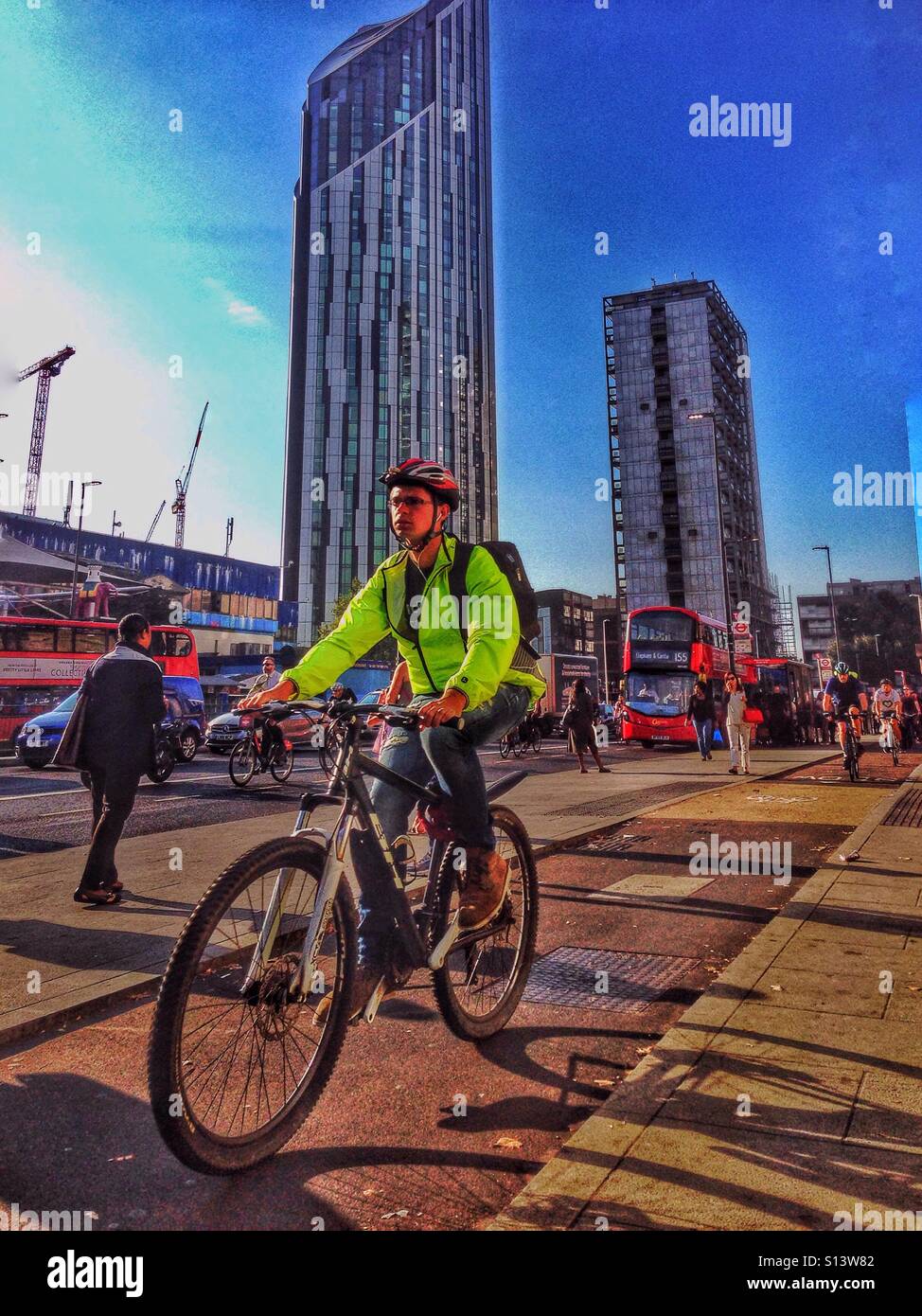 Cycle super highway at Elephant and Castle, London Stock Photo - Alamy
