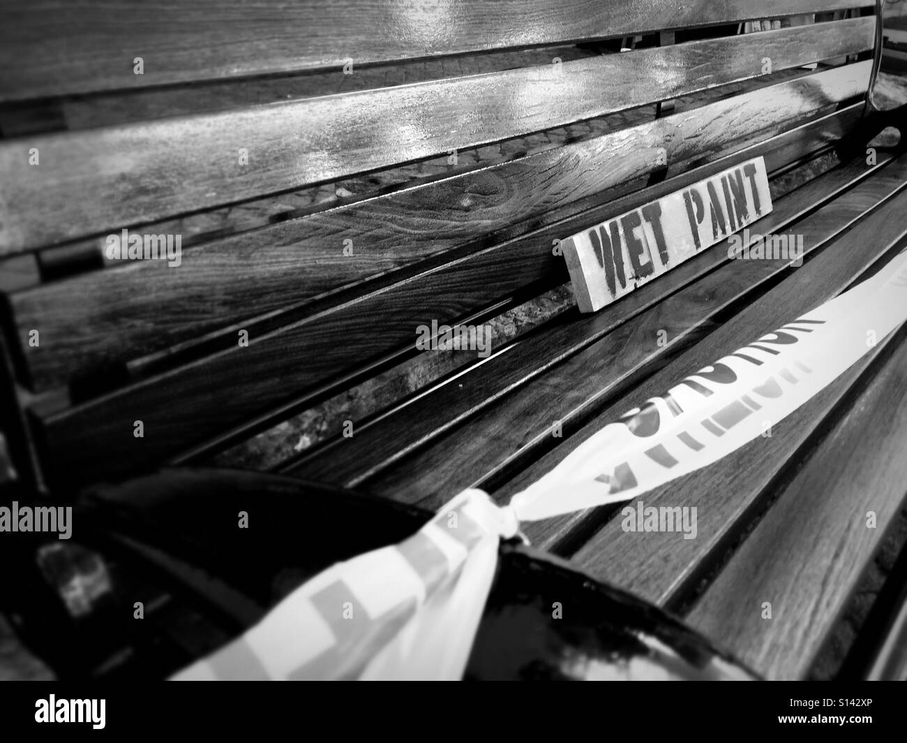 Wet paint bench Black and White Stock Photos & Images - Alamy
