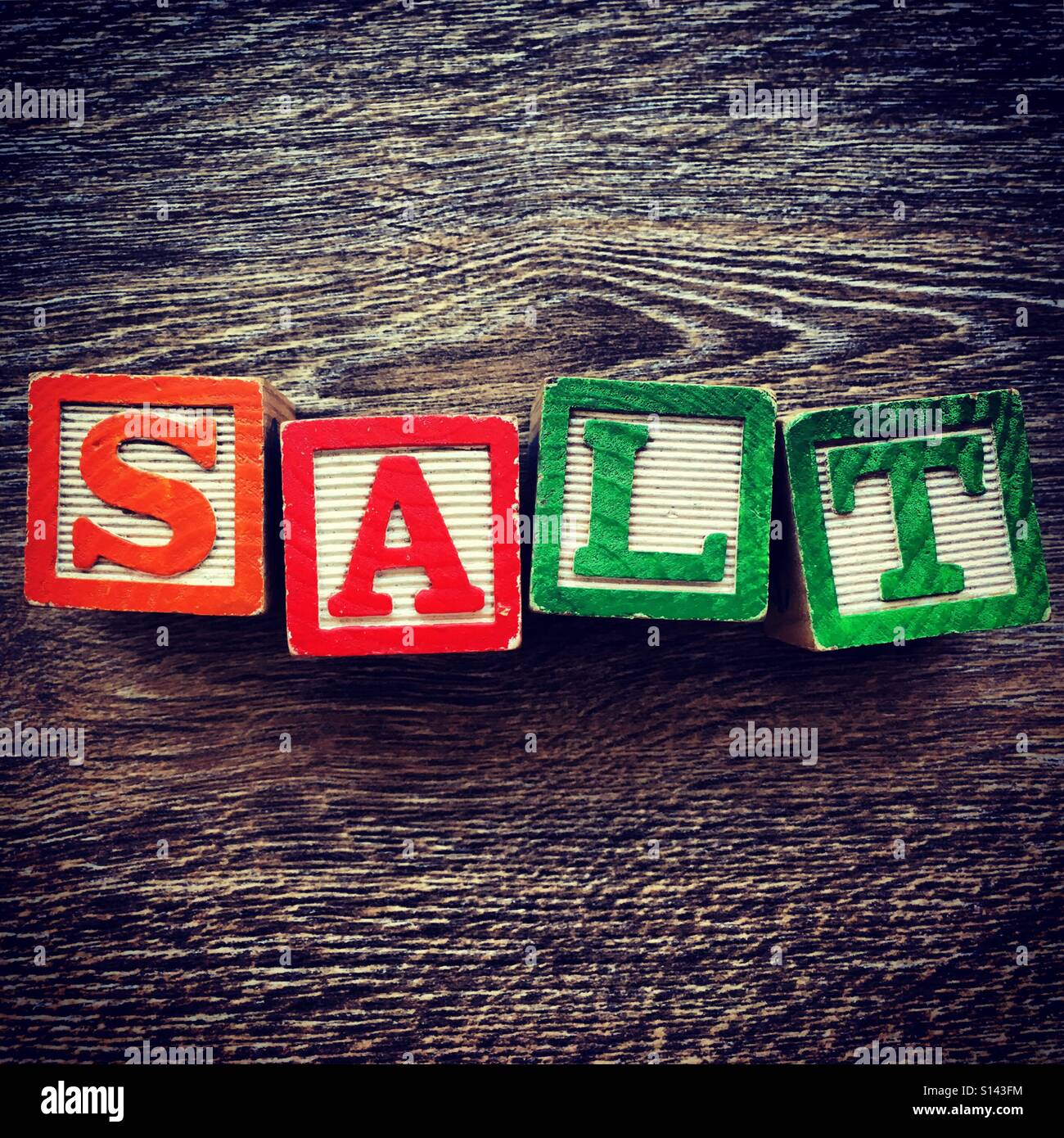 SALT word written with wood block letter toys Stock Photo - Alamy