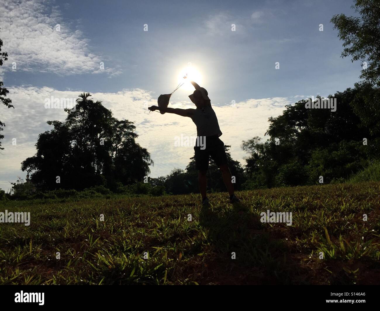 Drawing his strength from the energy of the afternoon sun, ready to go ...