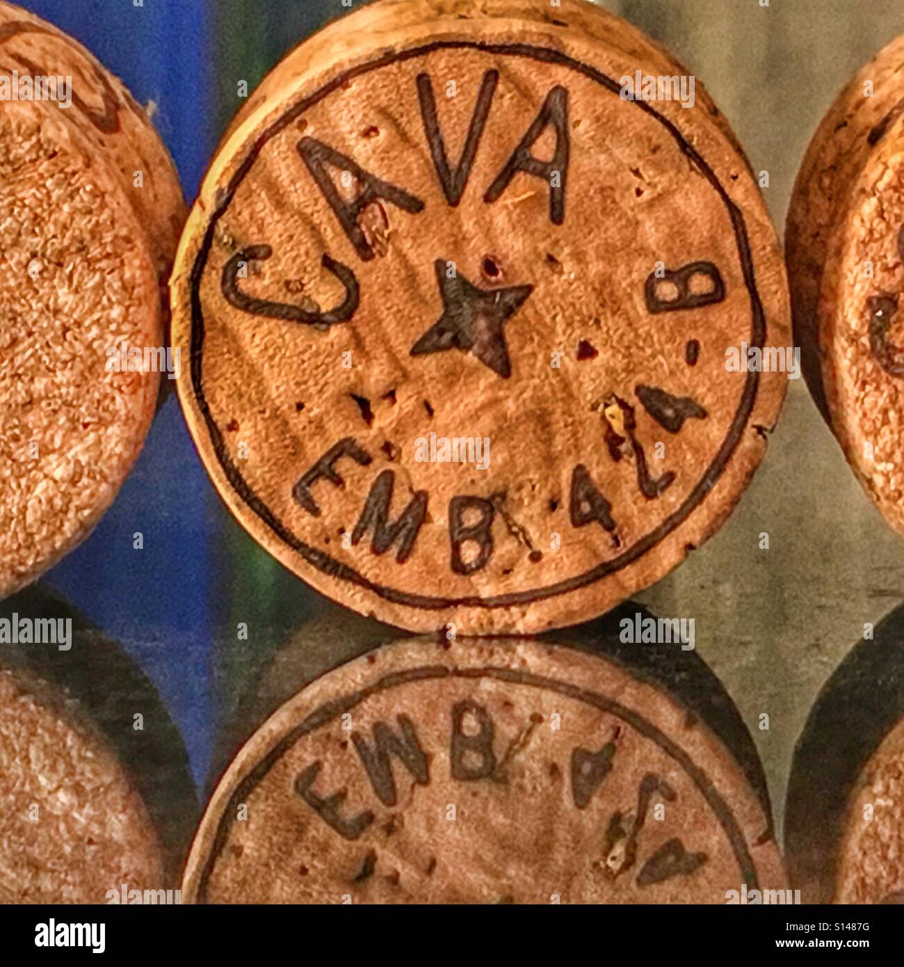 Cava corks reflected in polished granite surface Stock Photo - Alamy