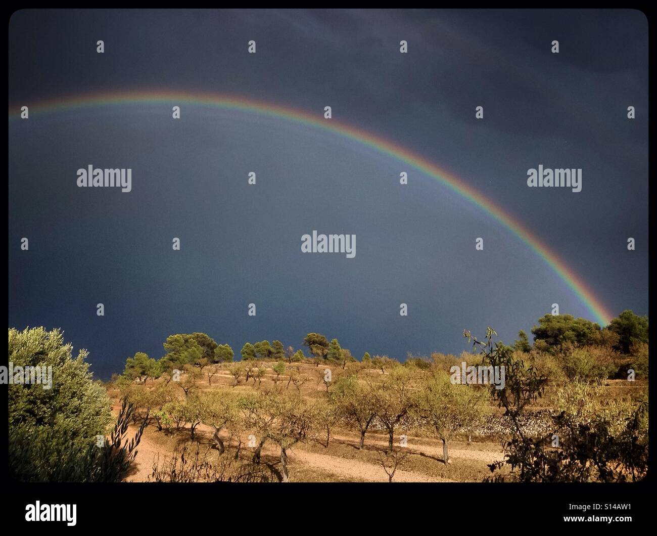 Double Rainbow, Catalonia, Spain Stock Photo - Alamy