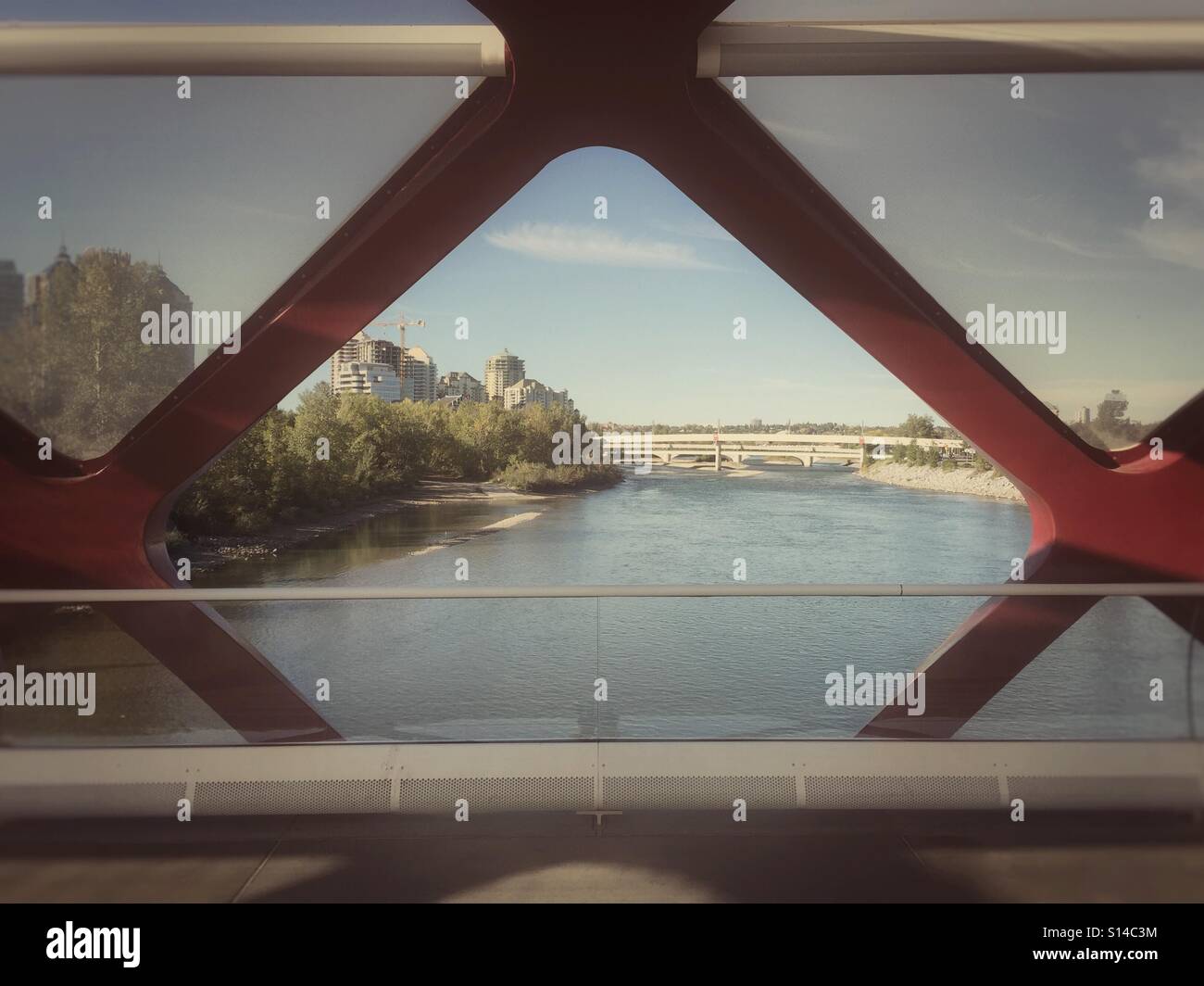 The Louise Bridge viewed through an opening in the Peace Bridge over ...