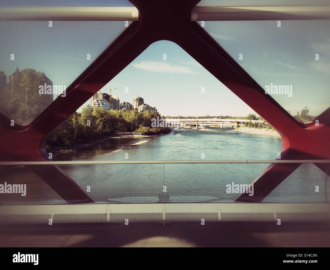 The Louise Bridge viewed through an opening in the Peace Bridge over ...