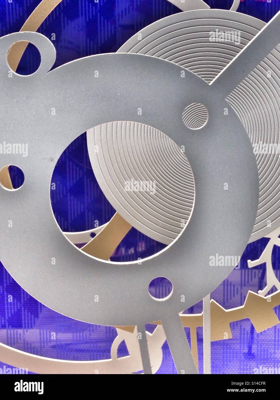 Round Circular Array Of Gears, Wheels, Spirals, Circles, Blue and Gold ...