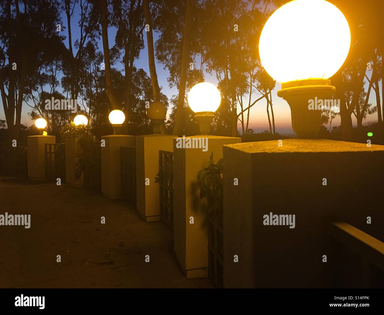 Lamps at Sunset Scripps Ranch Library Stock Photo - Alamy