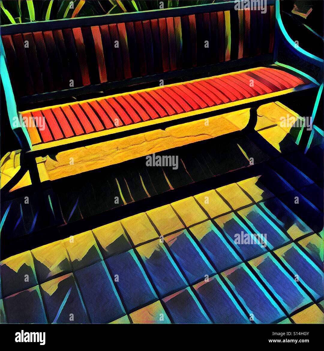 The outdoor mall bench Stock Photo - Alamy