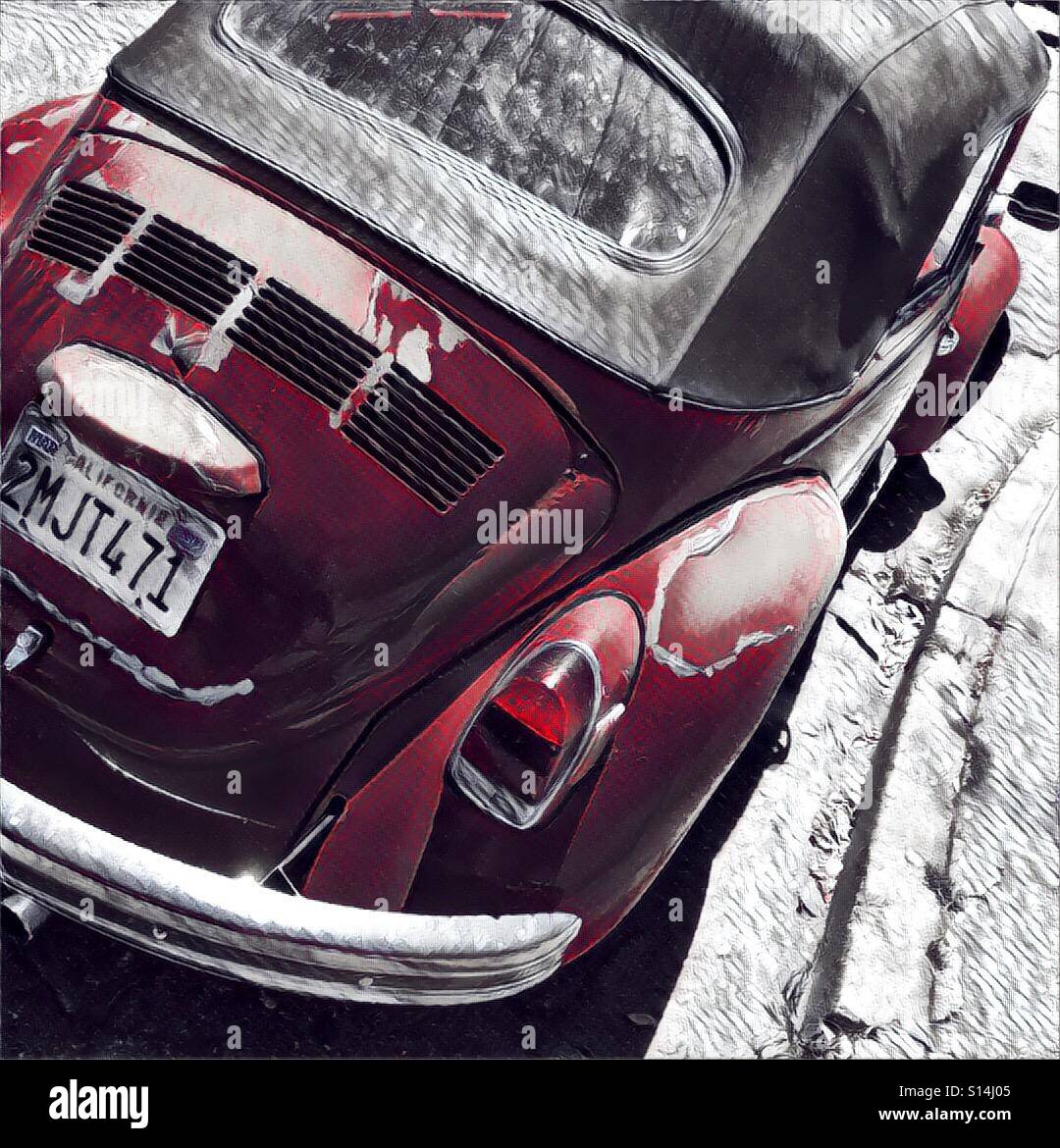The convertible red bug Stock Photo - Alamy