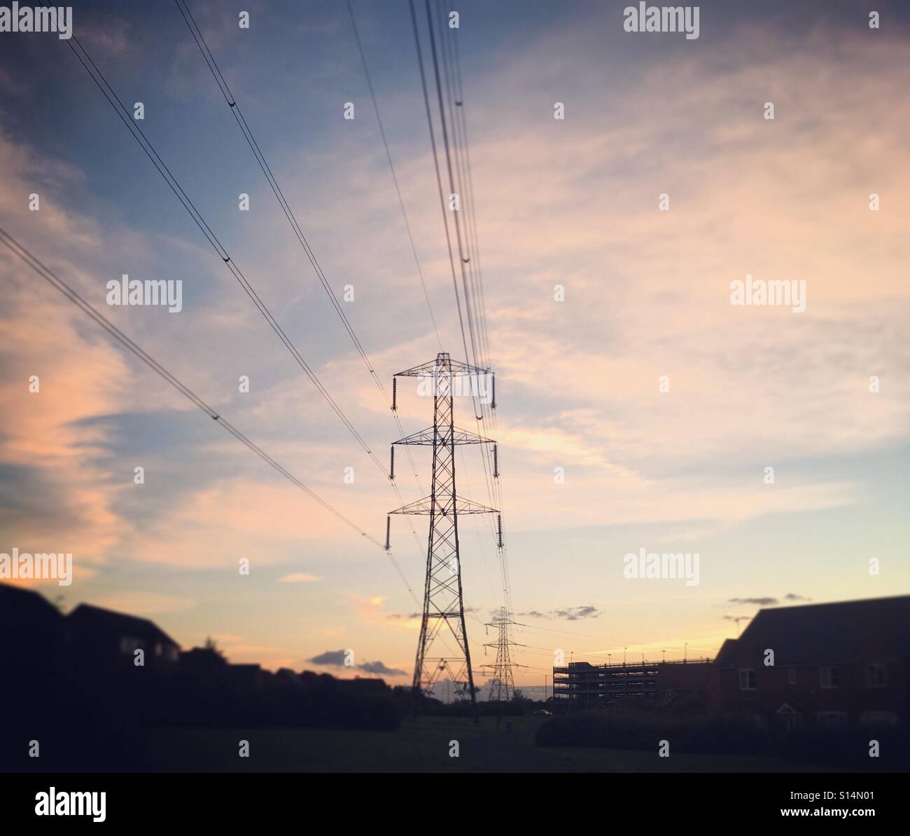 Sunset & Powerlines… Stock Photo - Alamy