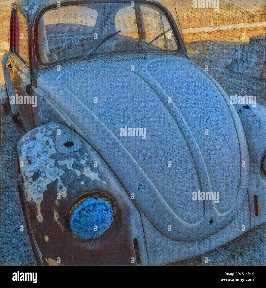 The broken bug car in blue Stock Photo - Alamy