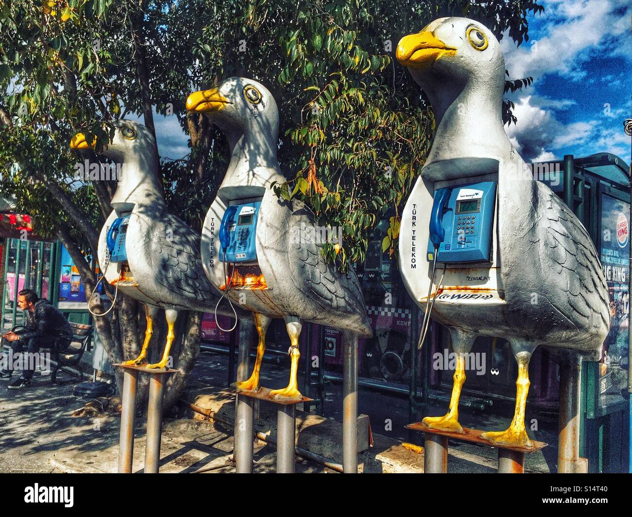 Public phones housed in giant seagulls, Istanbul Stock Photo - Alamy
