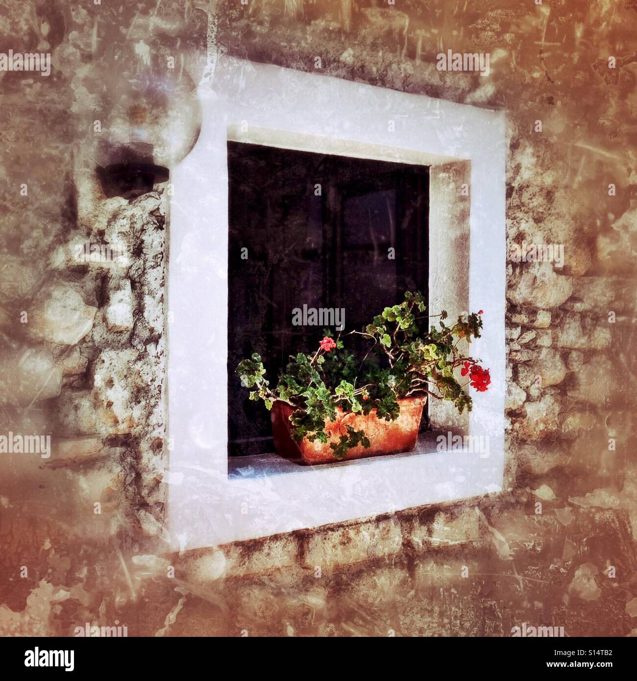 Italian window sill and flowers Stock Photo - Alamy