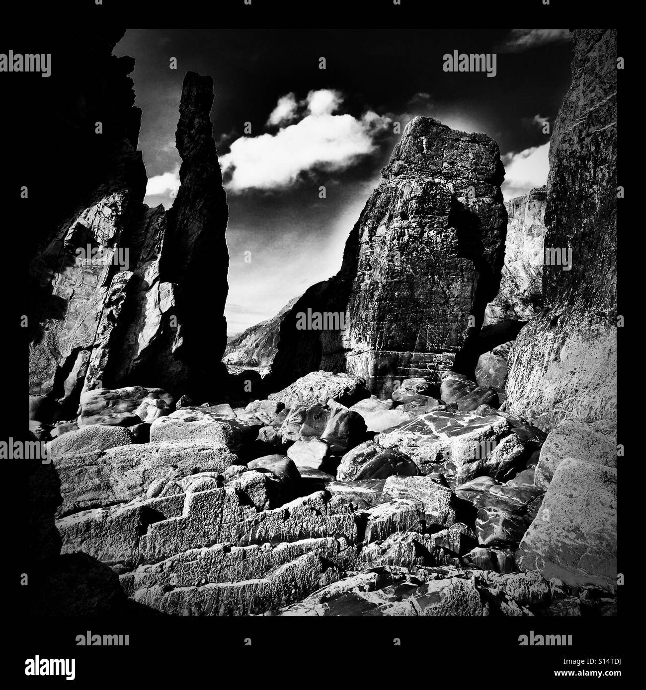 Natural rock towers Black and White Stock Photos & Images - Alamy