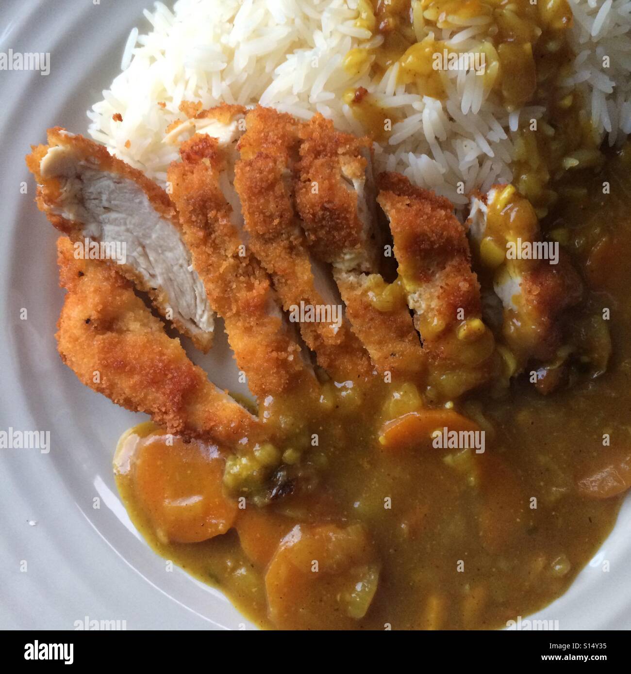 Chicken Katsu curry and rice Stock Photo - Alamy