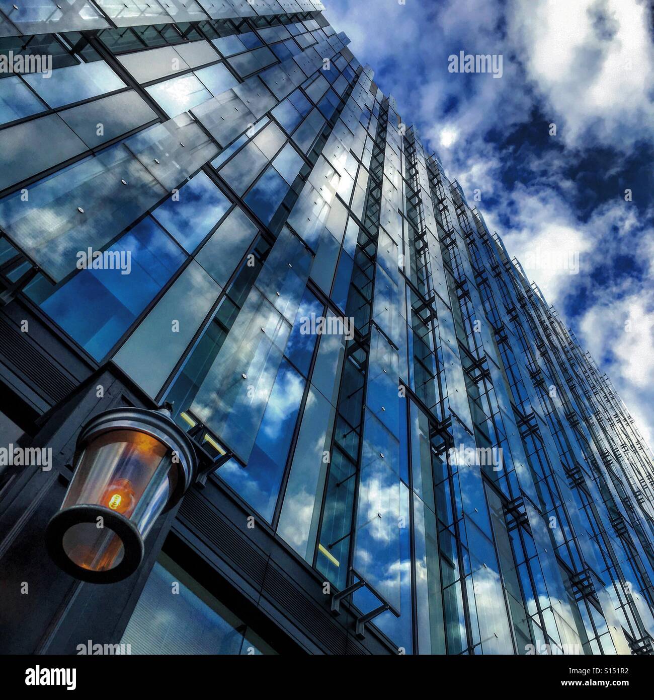 Reflections of clouds in Windows - Spinningfields, Manchester Stock ...