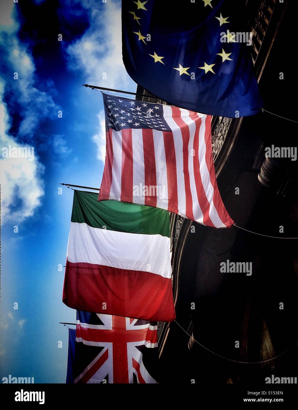 Hanging flags hi-res stock photography and images - Alamy