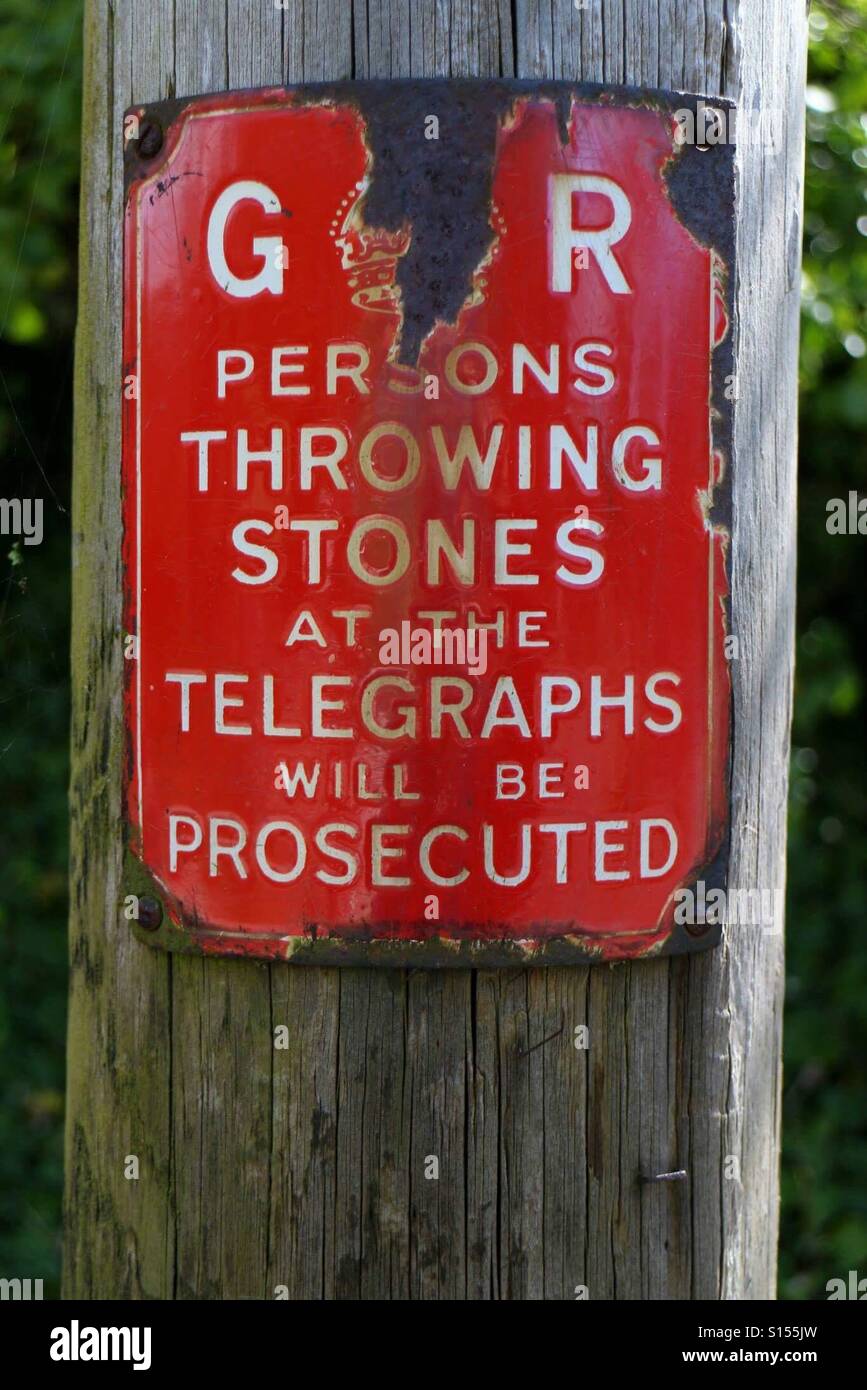 Old Telegraph Sign Stock Photo - Alamy