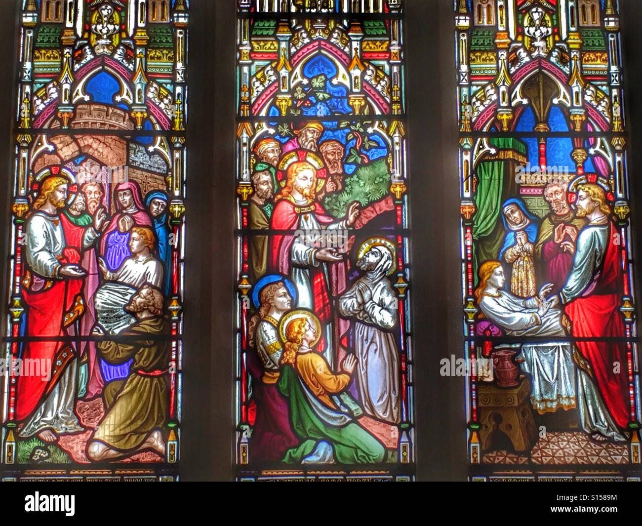 Stained glass window, st Nicholas Church, Henstridge, Somerset, England ...