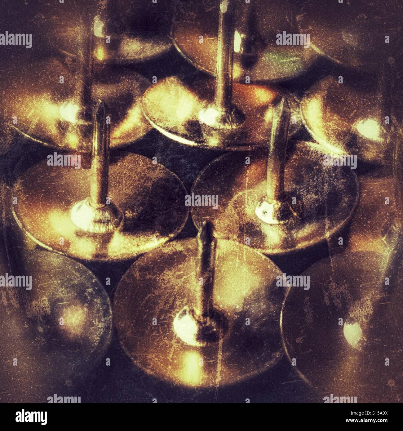 Brass drawing pins Stock Photo - Alamy