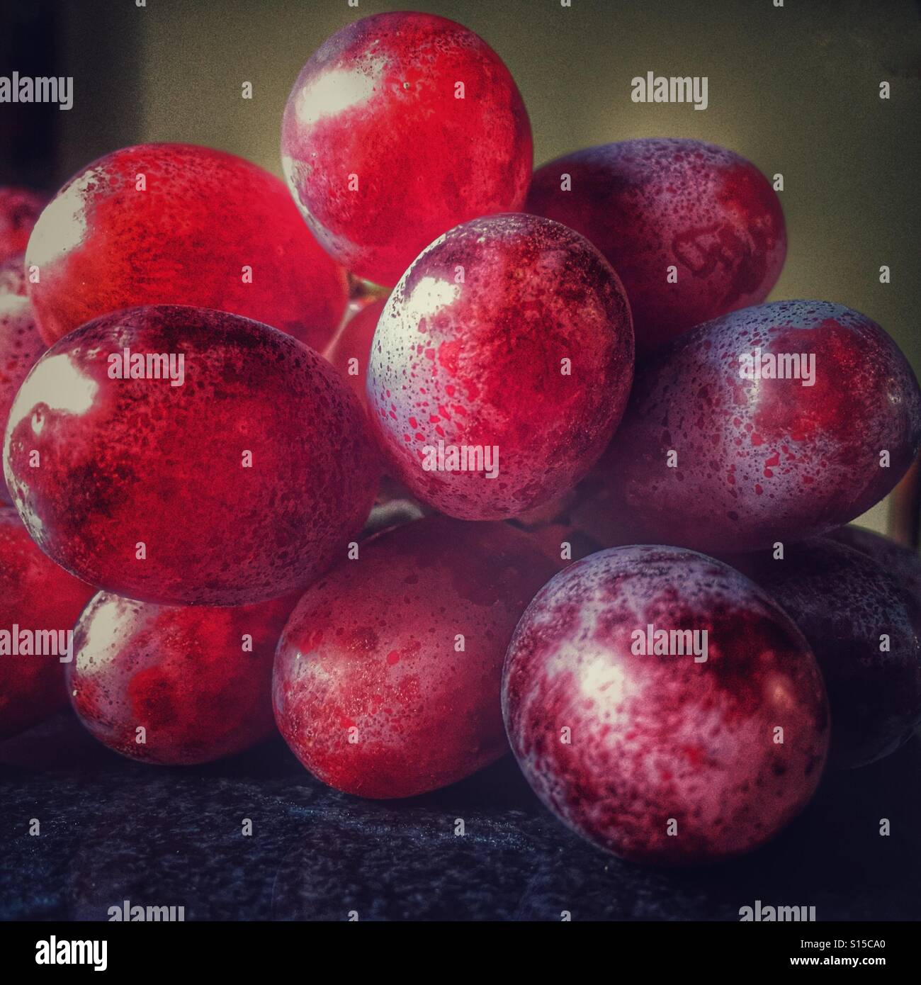 Bunch of seedless red grapes, low angle Stock Photo - Alamy