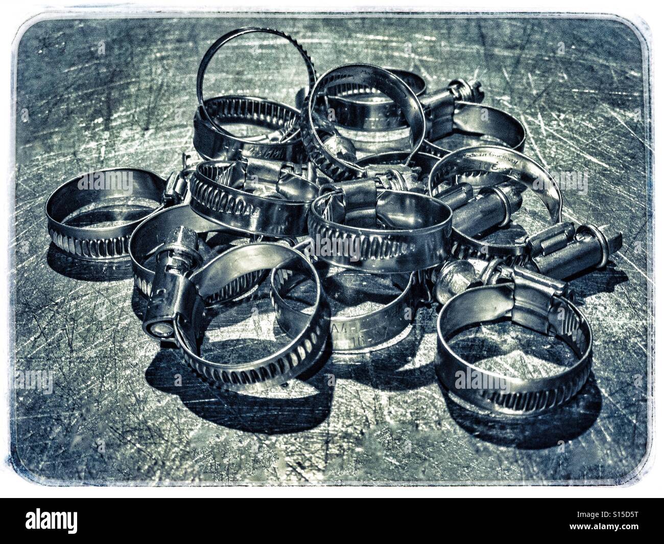 Many Hose clamps Stock Photo - Alamy