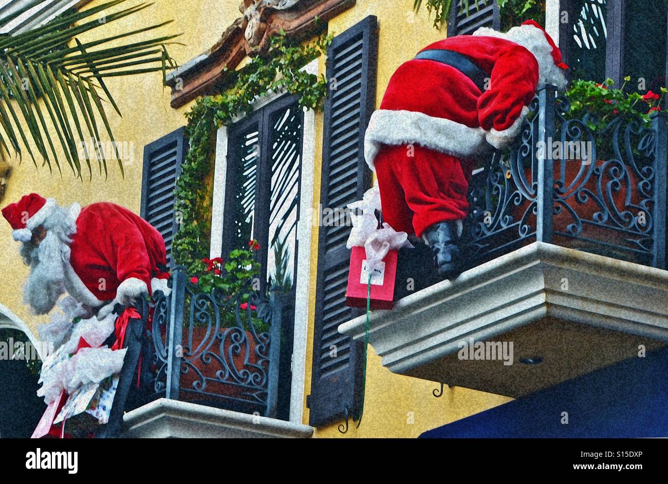 Santa claus climbing a balcony hi-res stock photography and images - Alamy