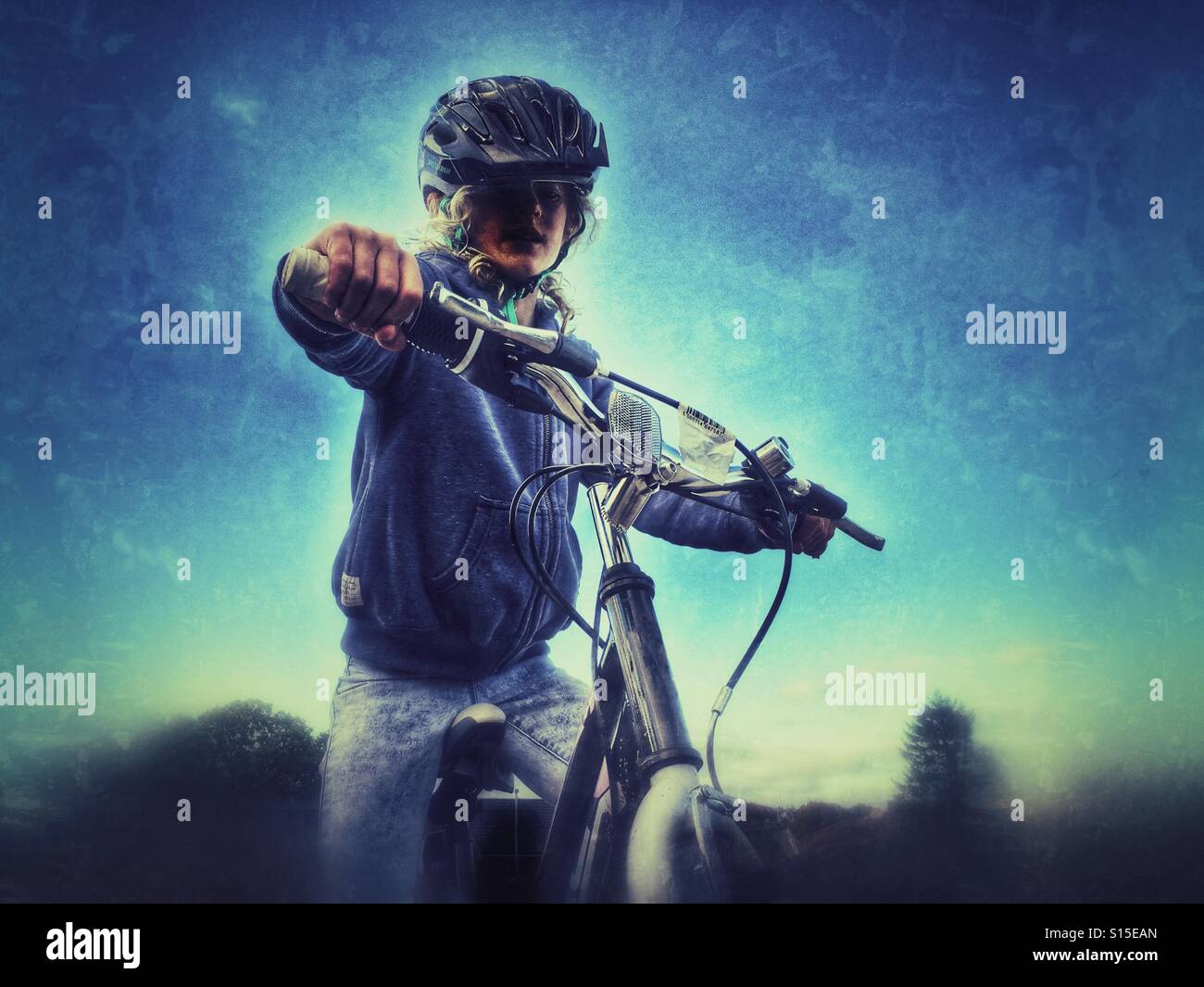 Girl riding bicycle low angle hi-res stock photography and images - Alamy