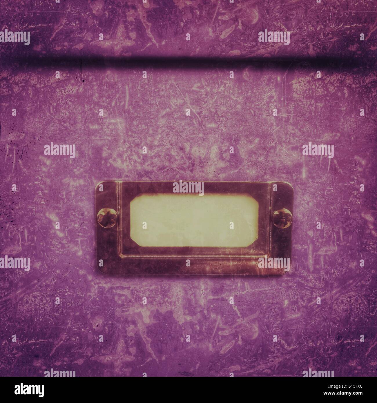 Storage box with name label Stock Photo - Alamy