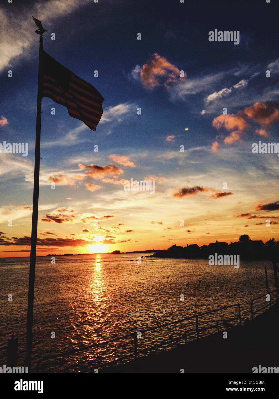 American Flag Beach Sunset