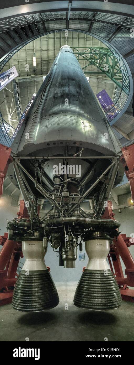 A rocket on display from the basement through the upper floors Stock ...