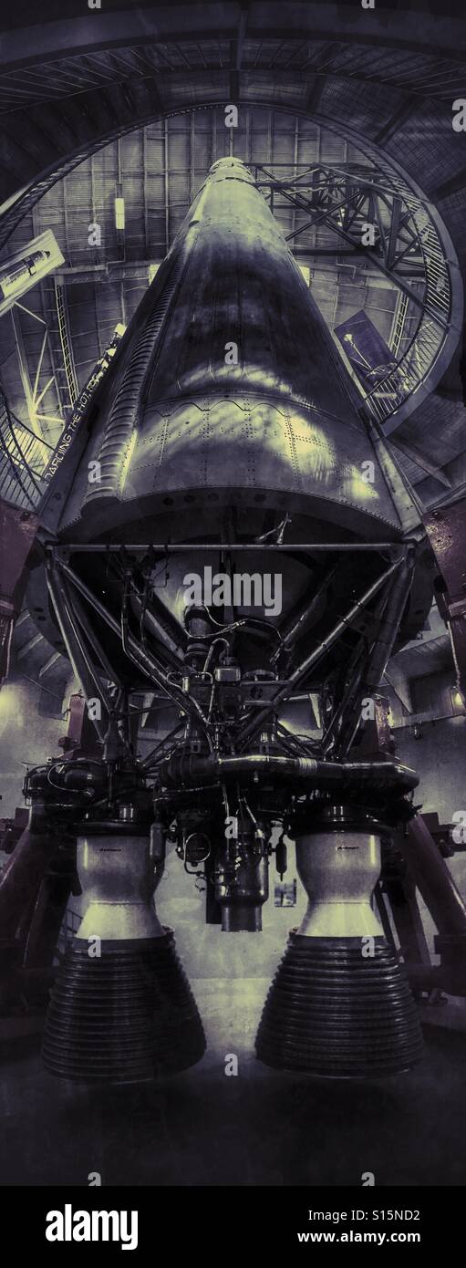 A rocket on display from the basement through the upper floors Stock ...