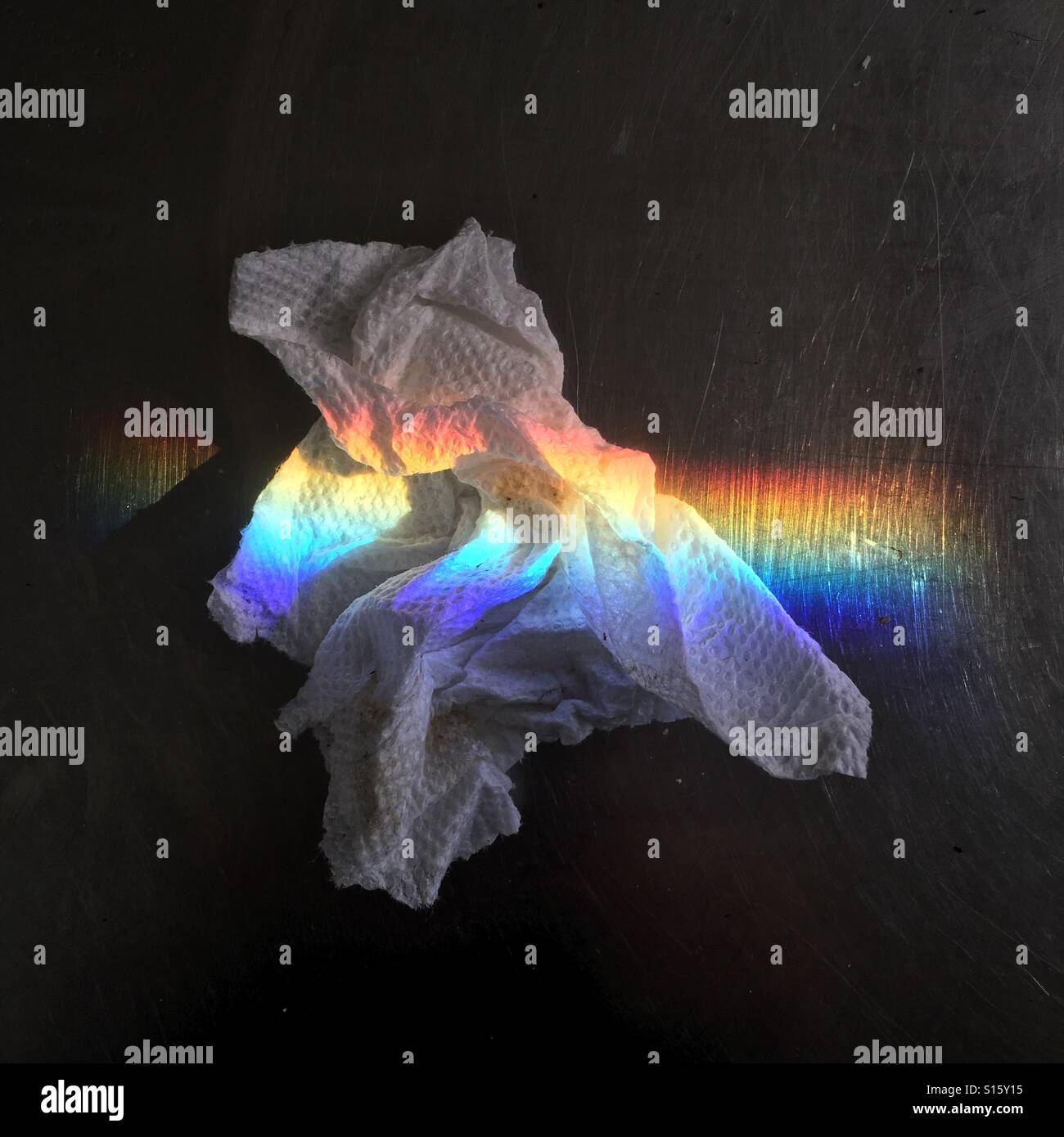 Used paper towel with rainbow Stock Photo - Alamy