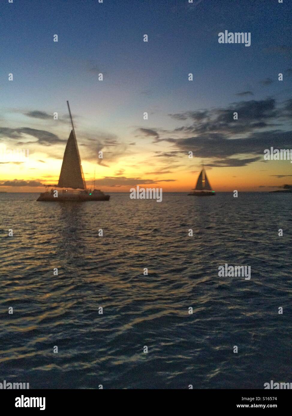Sail boats at sunset, Key West, Florida Stock Photo - Alamy