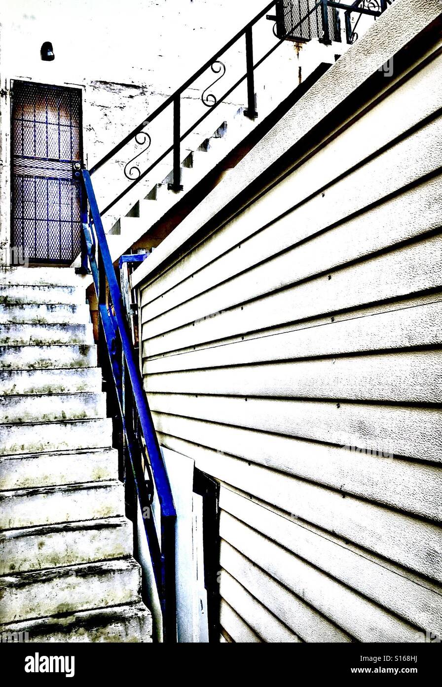Steep back stairs Stock Photo - Alamy