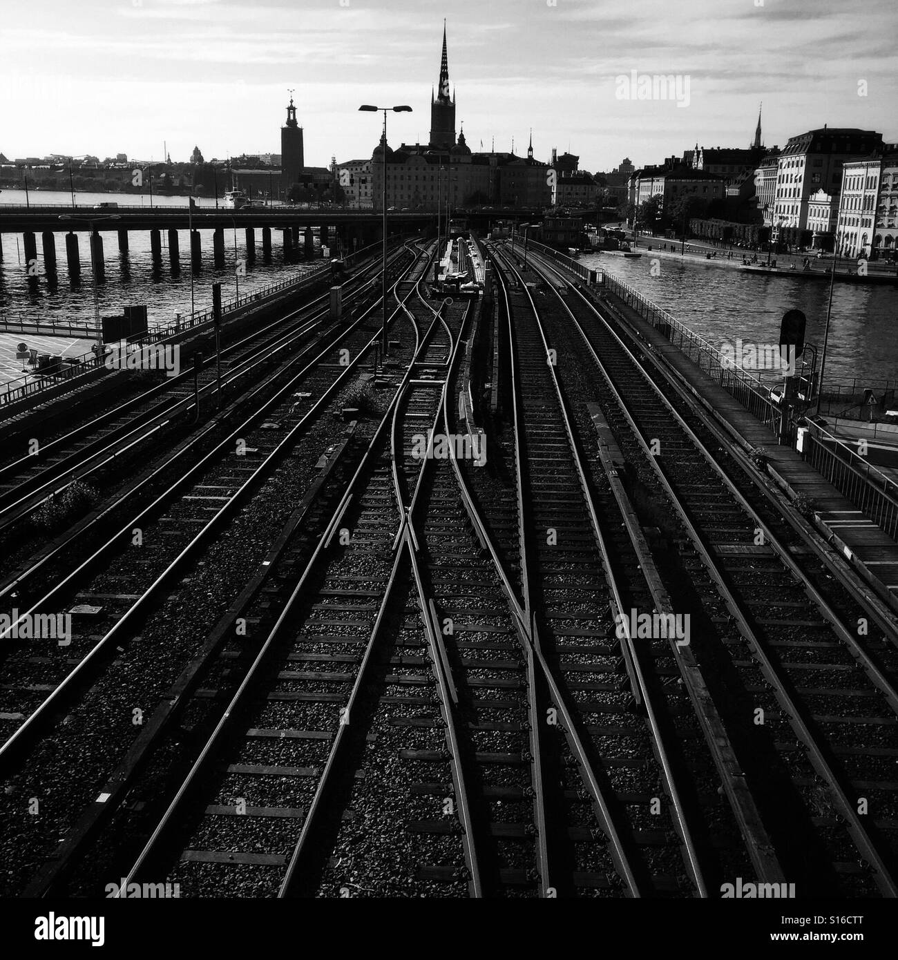 Rails from the bridge at Stockholm Stock Photo - Alamy