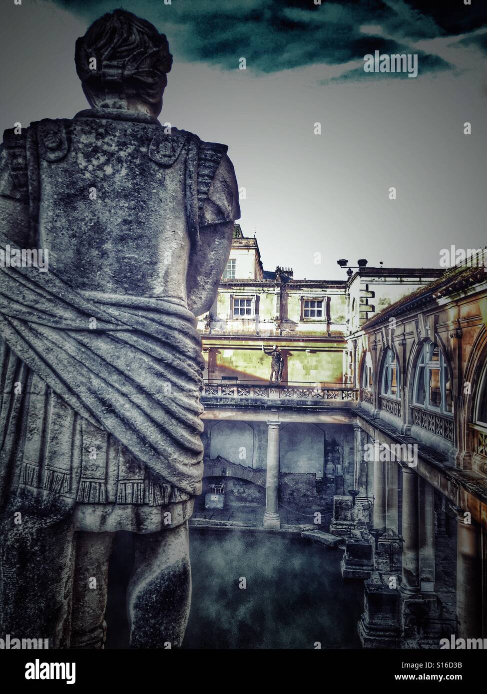 Looking down on to the Roman Baths from an upper terrace. Bath ...