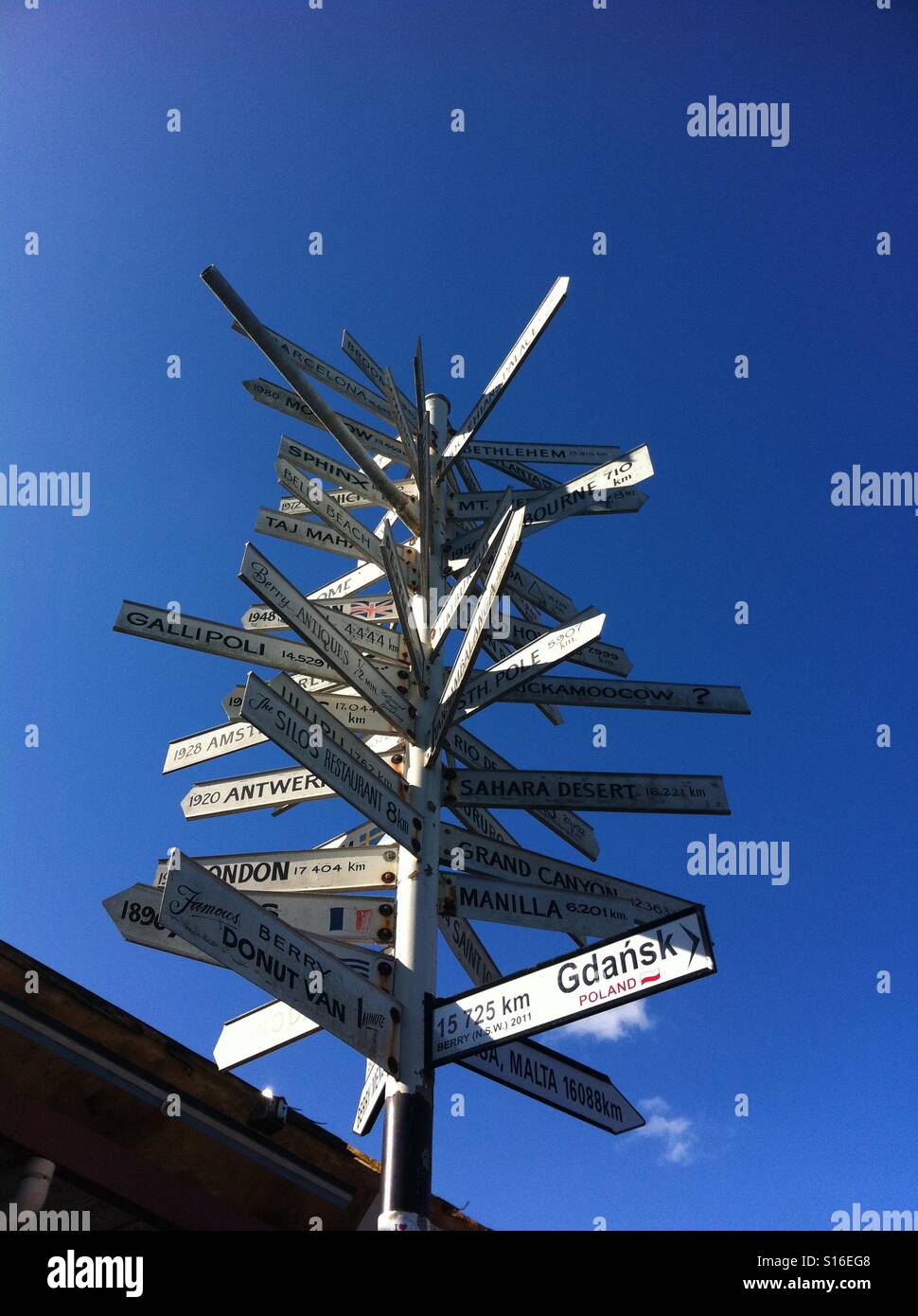 Distance sign pole hi-res stock photography and images - Alamy