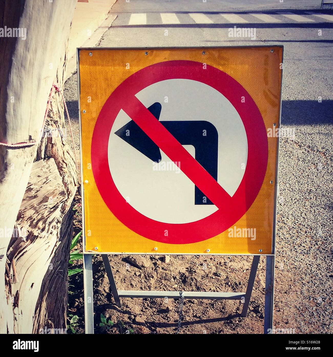 No left turn road sign hi-res stock photography and images - Alamy