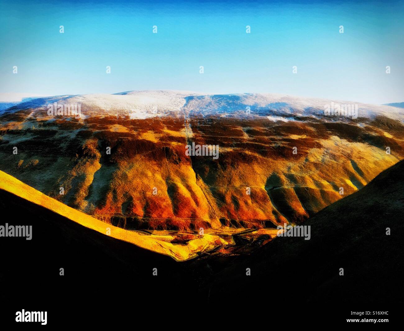 Snow topped hills at Grey Mare's Tail Moffat Stock Photo - Alamy