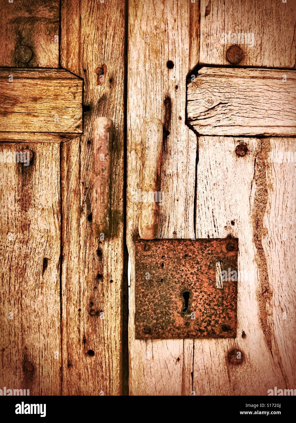 Weathered wood wooden door hi-res stock photography and images - Alamy