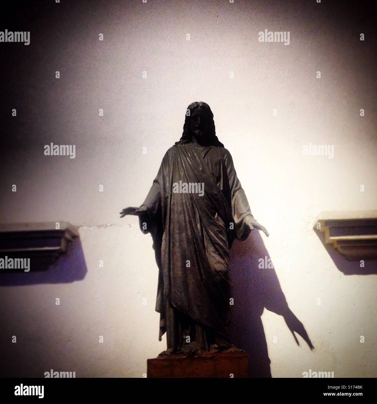 A black sculpture of Jesus Christ decorates the Cathedral of Merida ...