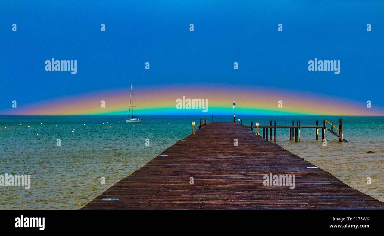 Low rainbow on Lake Tahoe Stock Photo - Alamy